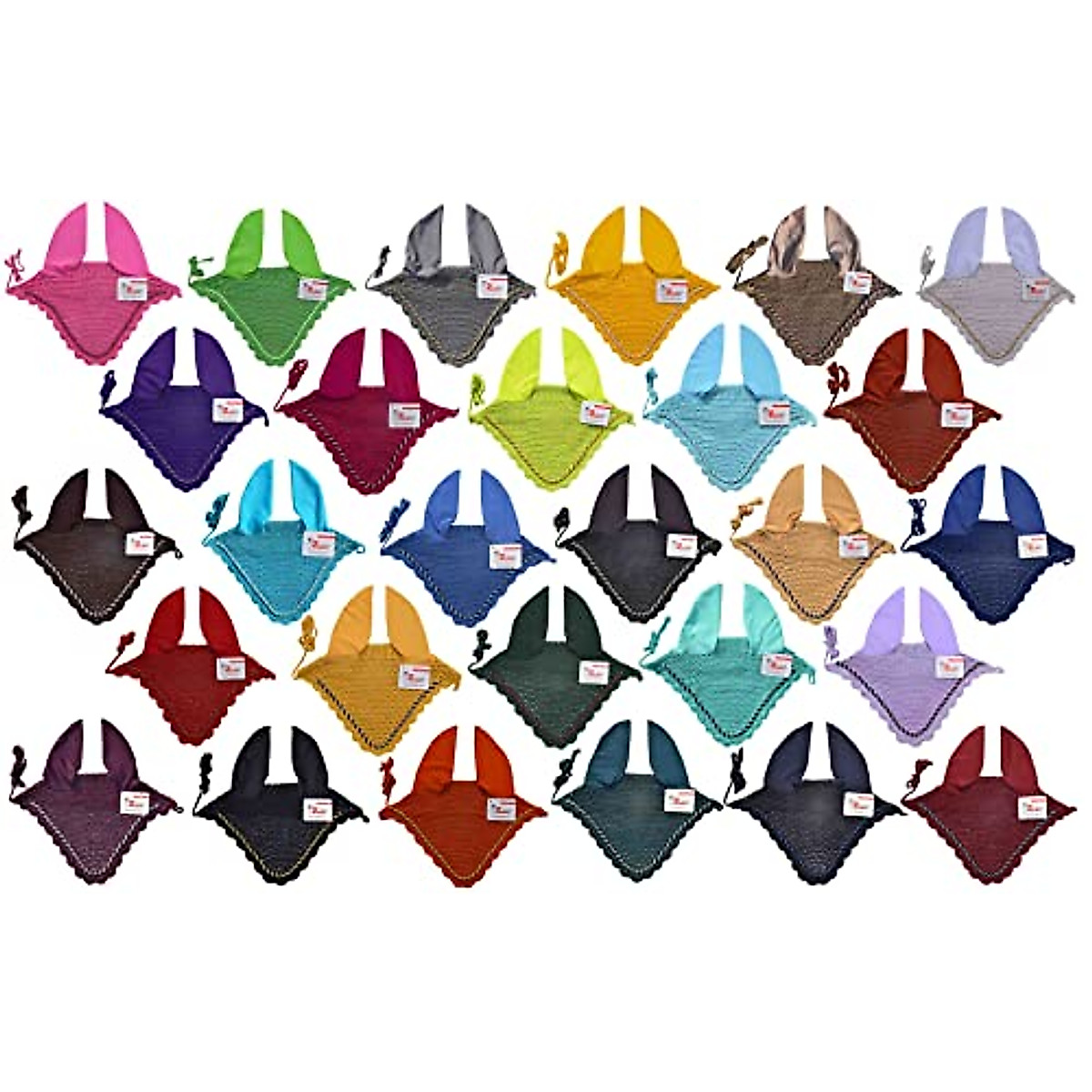 Zainee Sports Horse Ear Bonnet Ear Net Hat Fly Bonnet Hood Mask Fly Veil Full Hand Made Cotton (Horse/Full, Teal)