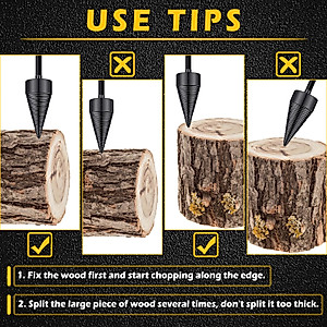 5 Pcs Firewood Log Splitter Drill Bit, Removable Wood Splitter Drill Bits, Screw Cones Kindling Splitter, Heavy Duty Wood Splitting Drill Bit for Hand Drill Stick Hex, Round, Square (32 MM, 42 MM)