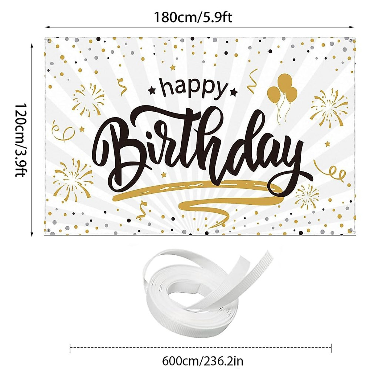 Happy Birthday Backdrop Banner Happy Birthday Party Decorations for Men Women 30th 40th 50th 60th Birthday Anniversary Party Backdrop Decoration Photography Background for Women Men