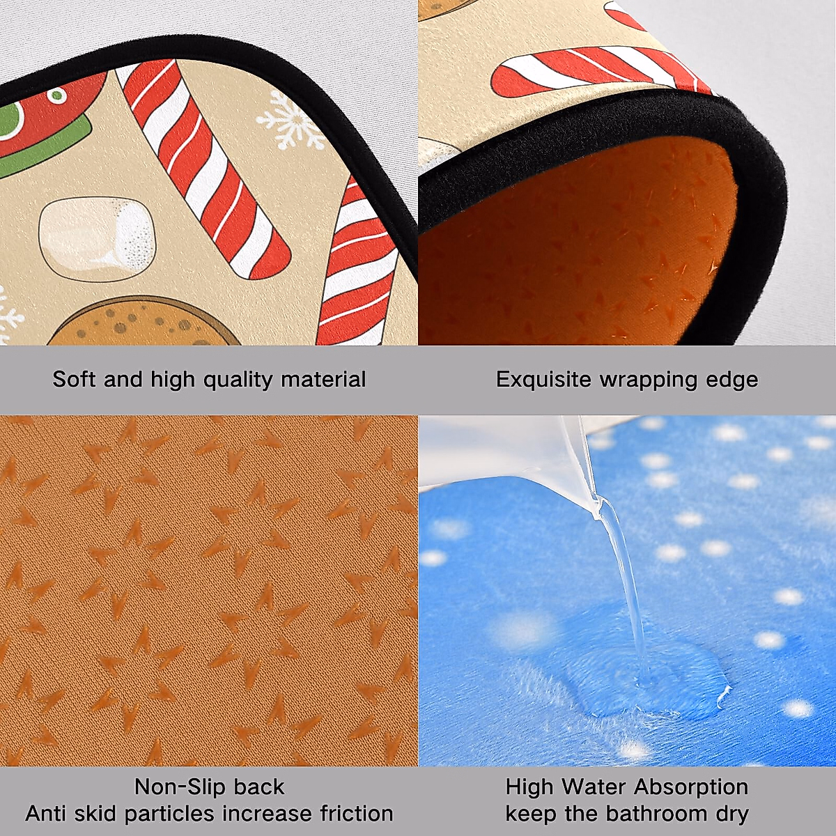 KFBE Christmas Gingerbread Snowflake Kitchen Mat Set of 2, Non-Slip Kitchen Rug for Floor, Waterproof Sink Carpet for Home, Office, Laundry (20816356), one size