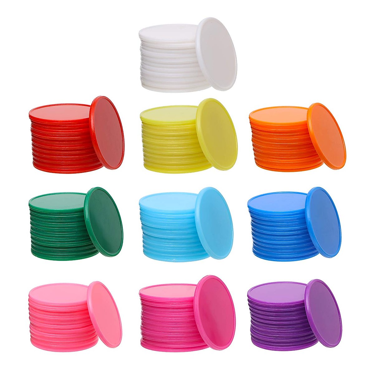 Shapenty 10 Colors Small Plastic Learning Counters Disks Chip Counting Discs Markers for Math Practice and Poker Chips Game Tokens, 32mm/1.26 Inch,120PCS