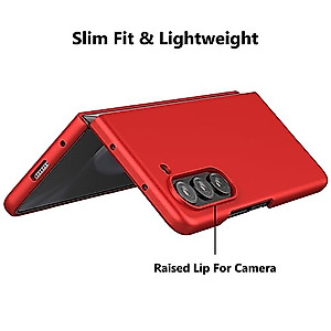 Cresee Case for Samsung Galaxy Z Fold 5 (2023) with Cover Screen Protector, Thin Hard PC Phone Case for Galaxy Z Fold5 - Red