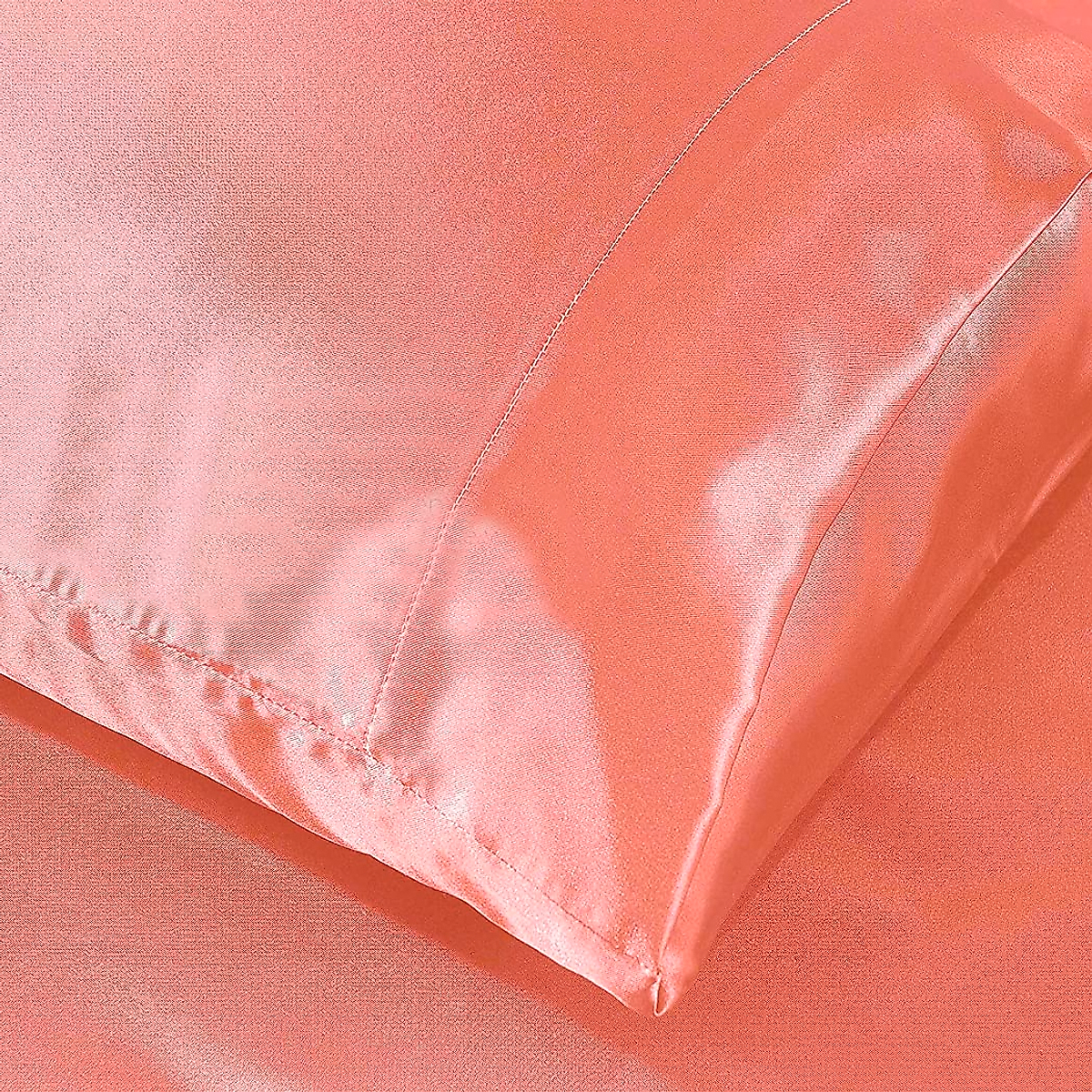 Satin Bed Sheet Set,Extra Soft Deep Pocket Silky Satin Sheet Set with 1 Fitted Sheet +1 Flat Sheet + 2 Pillow Cases(4-Piece Sakura Pink, Twin)