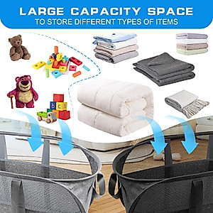 2 Pack Pop Up Laundry Hamper 65L Large Collapsible Laundry Baskets Laundry Basket with Durable Handles Mesh Laundry Hamper for Clothes Toys Perfect for Bathroom Dorm Travel Kids Room Grey+Black