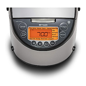 Tiger JKT-D18U 10-Cup Induction Heating Rice Cooker (Black and Stainless Steel) Bundle with Rice Washing Bowl and Bamboo Spoon (3 Items)