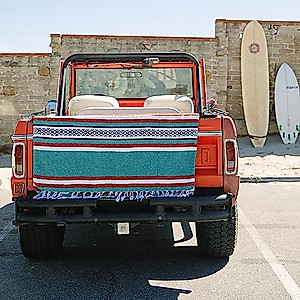 Green and Rust Mexican Blanket by Laguna Beach Textile Co - Beach, Yoga, Camping, or Decorative Throw Blanket - Traditional Handmade Serape - Rustic Green
