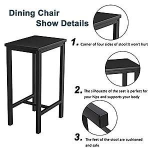 LinkRomat Dining Room Table Set, Bar Dining Table Set for 4, Industrial Kitchen Table with 4 Square Stools, 5 Piece Height Pub Dinner Table Set for 4, Bistro Table and Chairs for Small Spaces, Black