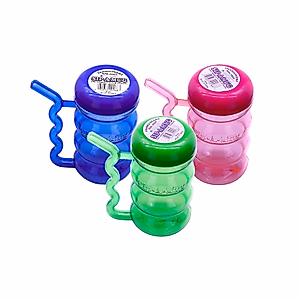 Arrow Sip-A-Mug Translucent Plastic Bottle with Built in Straw Handle, 14oz- Neon Pink, Neon Blue and Neon Green (3 Pack)