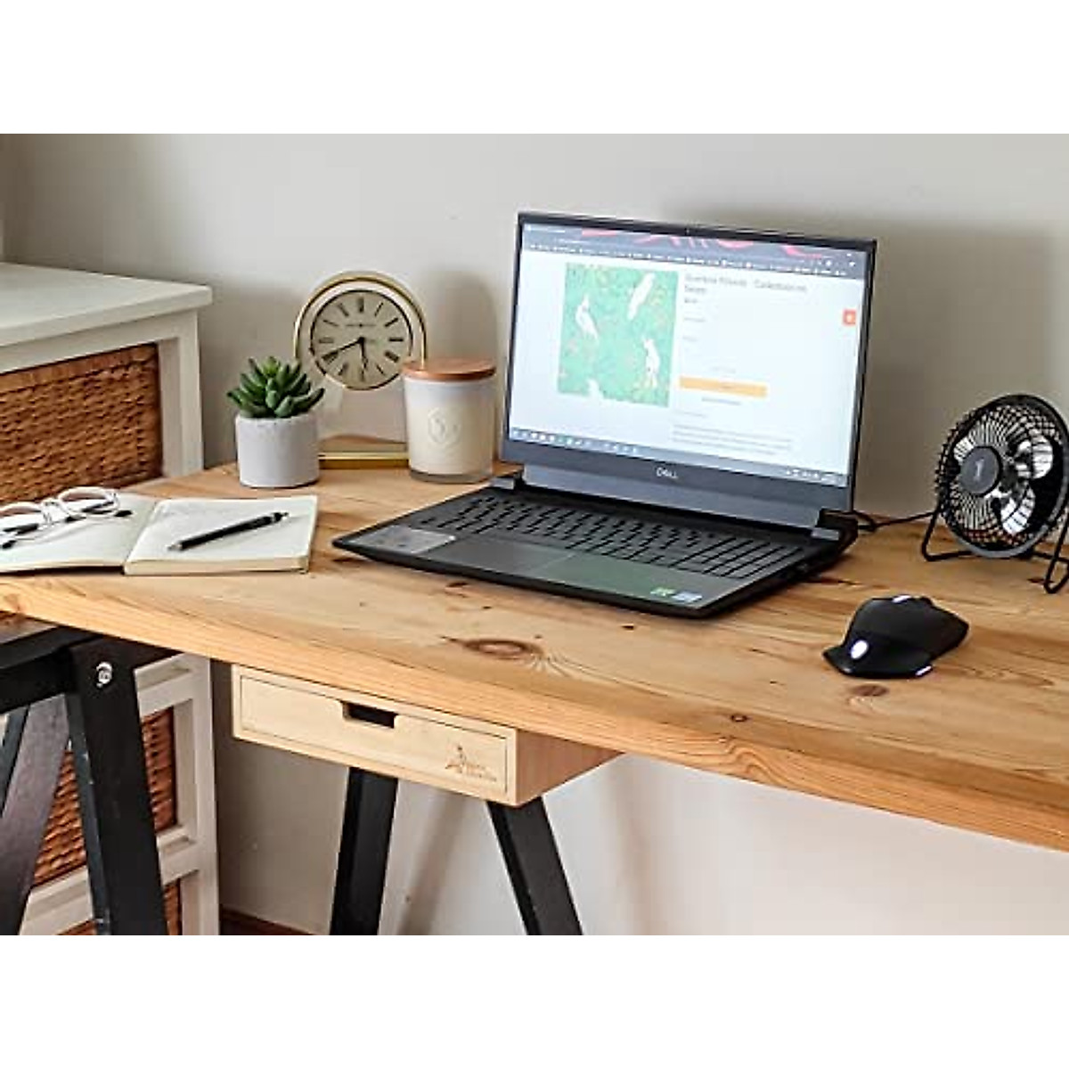 Poor Charlie Under Desk Drawer - Self Adhesive Bamboo Drawer - Sleek and Modern Design - Easy Installation - Compatible with Most Desks