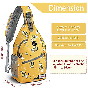 ZOMAKE Sling Bag for Women Men:Small Crossbody Sling Backpack - Mini Water Resistant Shoulder Bag Anti Thief Chest Bag Daypack for Travel Hiking Outdoor Sports (Bee Yellow)
