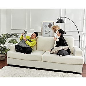AMERLIFE Sofa, Deep Seat Sofa-Contemporary Bouclé Sofa Couch, 3 Seater for Living Room-Oversized Off-White Comfy Visit The Store 97in x 33in x 40in