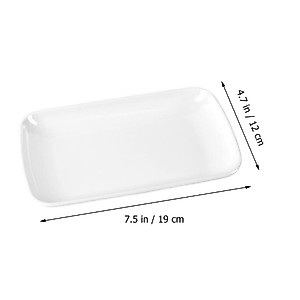 Hemoton 4pcs White Rectangular Melamine Plates, Dinner Plates Salad Serving Dishes Unbreakable Elegant Dinnerware Microwave Dishwasher Oven Safe
