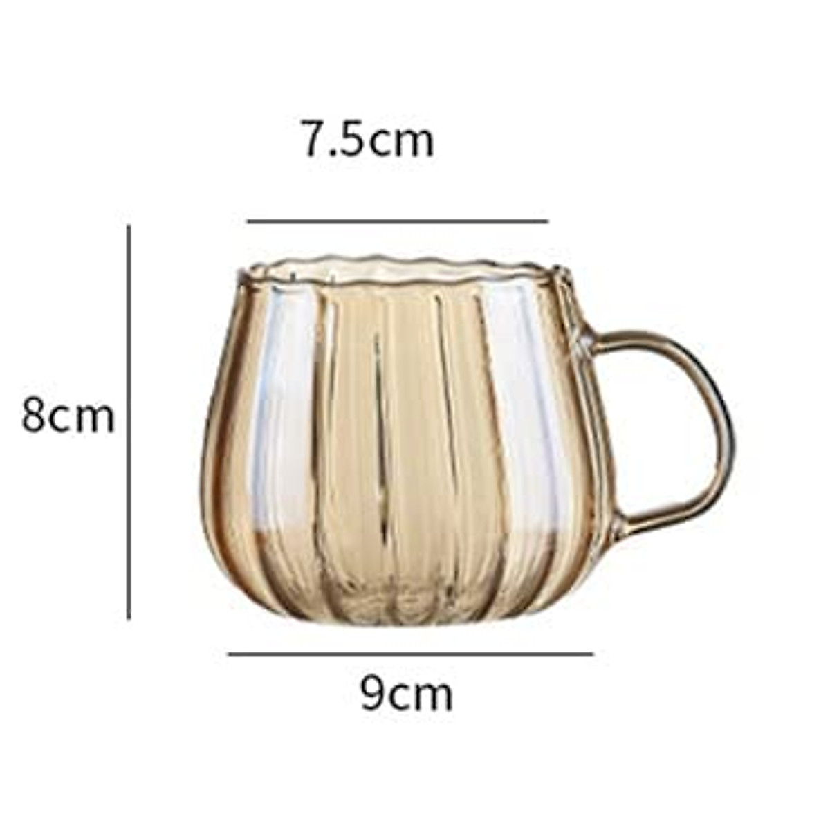 RYUHYF Mug Cup, Glass Cup,Coffee Cup,Tea Cup,Juice Cup, Petal Cup,350ml,Set of 1（Amber）