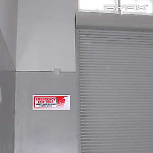 iSYFIX Emergency Exit Only Stickers – 3 Pack 10x4 Inch – Premium Self-Adhesive Vinyl, Laminated UV, Weather, Scratch, Water & Fade Resistance, Security Alarm Will Sound if Door is Opened Sign