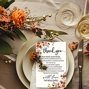 Chinco 100 Pieces Wedding Thank You Cards Thank You Place Setting Wedding Greenery Cards Thank You Place Cards 4 x 6 Inches for Party Wedding Reception Rehearsal Dinner Bridal Shower (Autumn)