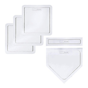 Franklin Sports Baseball Base Deluxe Set - MLB Baseball + Softball Bases, Home Plate and Pitchers Rubber - Portable Kickball Bases White