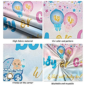Gender Reveal Decorations Pastel Blue Pink Balloon Garland Arch Kit with Boy or Girl What do You Think Banner Backdrop Boy Girl Foil Mylar Balloons Gender Reveal Party Supplies