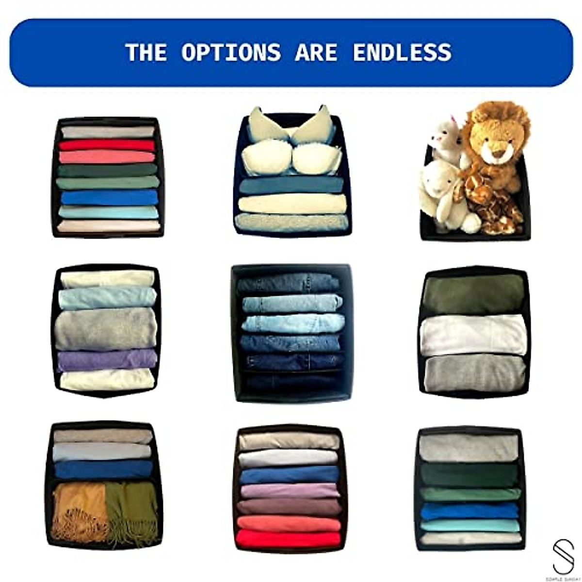 SIMPLE SUNDAY Adjustable Clothes Organizer for Folded Clothes | Pants and Jeans Organizer for Closet | Drawer Organizer for Clothing | Wardrobe Organizer |