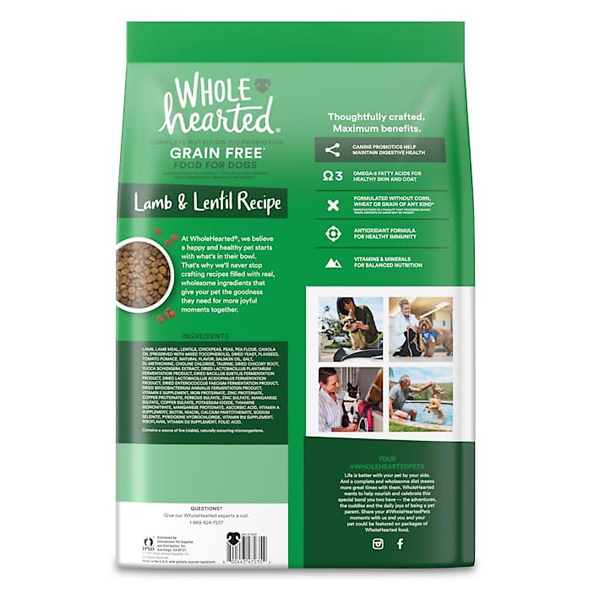 WholeHearted Grain Free All Life Stages Lamb and Lentil Formula Dry Dog Food 40 lbs.