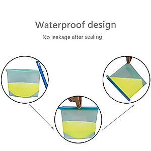 2 Pack Reusable Silicone Food Storage Bags, Stretch Food Bag, Seal Containers Bag Plastic Ziplock Clip for Vegetable,Sandwich,Meat,Milk,Dishwasher Safe(Random Color)