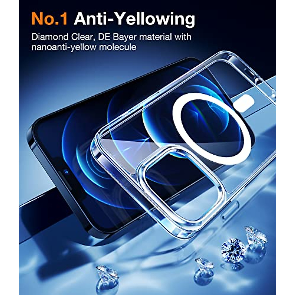 TORRAS Magnetic Clear for iPhone 13 Pro Case, Compatible with MagSafe, Never Yellow, Military Grade Drop Tested, Protective Slim Thin Case for iPhone 13 Pro Phone Case, 6.1", Clear