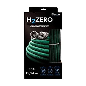 Flexon H2ZERO50CN Lightweight Fabric Garden Hose, 50 ft, Green