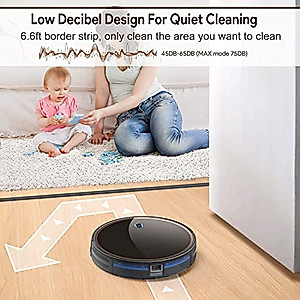 Robot Vacuum, Robot Vacuum Cleaner with Quiet Multiple Cleaning Modes Self-Charging 2000Pa Suction Robotic Vacuum Cleaner for Pet Hair Hard Floor Medium-Pile Carpets