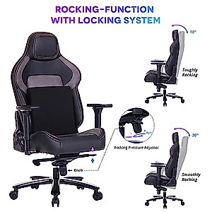 VON RACER Big and Tall Gaming Chair 440lb Gamer Chair with Gel Cold Cure Foam Lumbar Big and Tall Office Chair 4d Adjustable Arms Heavy Duty Metal Base Computer Chair for Gamers Office Workers