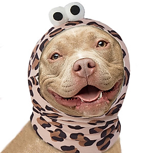 PUMYPOREITY Dog Ear Cover, Srtetchy Dog Noise Cancelling Ear Muffs, Dog Ear Protection, Cute Dog Bath Ear Covers, Dog Calming Hood, Dog Headband for Noise, Brown, L