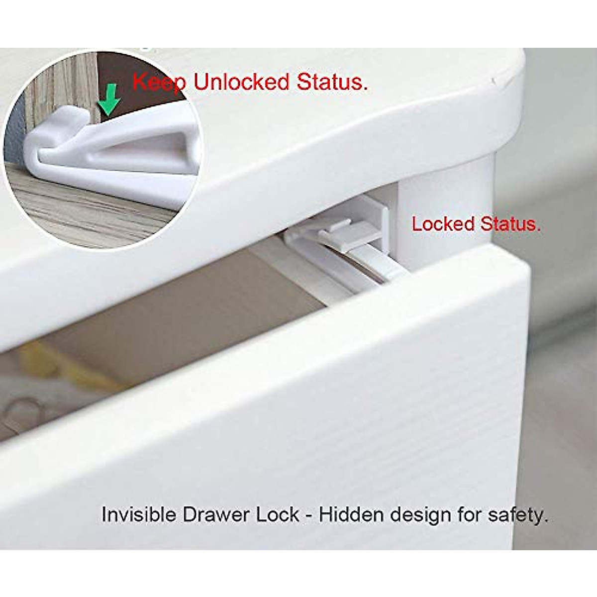 Child Safety Locks, Baby Proofing Drawers Locks, Coolrunner Baby Safety Invisible Drawer Latches with Strong Adhesive for Baby Care - No Tools or Drilling Required(8 Pack)
