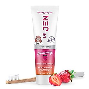 Dr Jen Fluoride Free, Children’s Remineralizing Toothpaste, Safe-to-Swallow, Kid Friendly, Nano Hydroxyapatite, Dentist Recommended, Eliminate Mouth Bacteria (3.4 oz, Pack of 1)