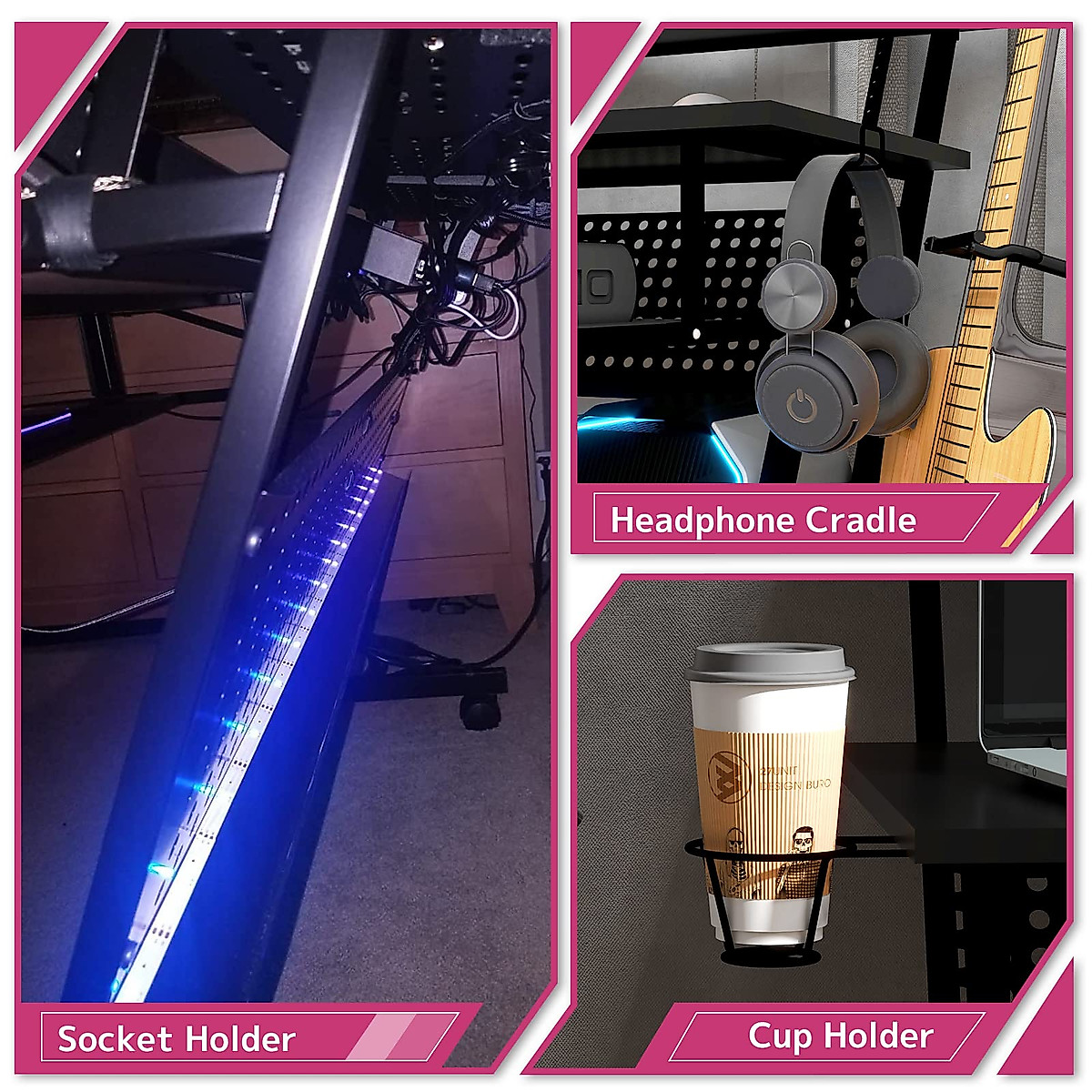 Acme Suitor Wooden Top Music Recording Studio Desk with Keyboard Tray in Black