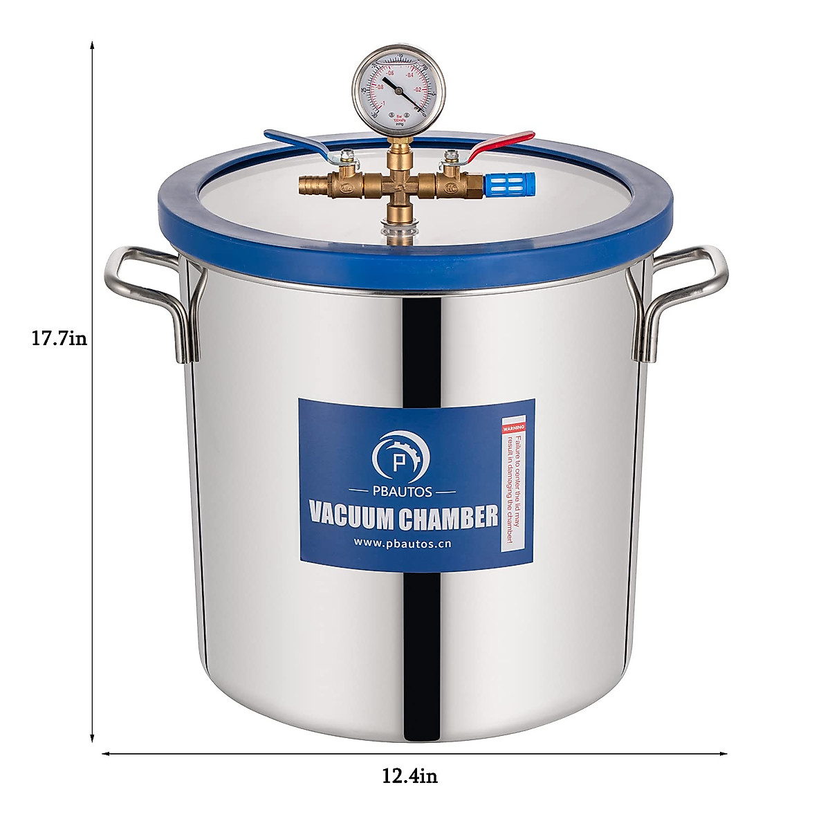 P PBAUTOS 5 Gallon Vacuum Chamber, Tempered Glass Lid Stainless Steel Degassing Chamber Perfect for Stabilizing Wood, Degassing Silicones, Epoxies and Essential Oils