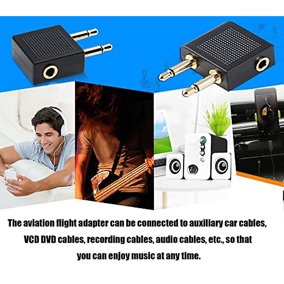 Airplane Headphone Adapter,Airfly Pro Plug,3.5mm Dual Stereo Jack male to female Airline Headset Adapter flight audio conversion Plug Compatible with Sony MDR-1000X/WH-1000XM4/WH-1000XM5 Headphones