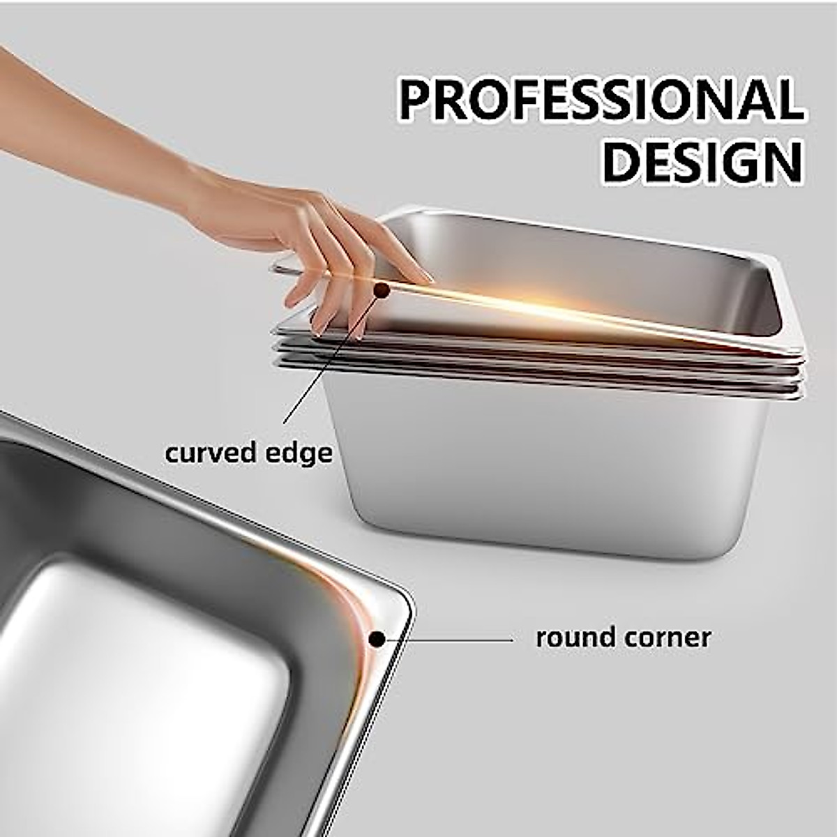 Jerlonfury 6 Pack 1/2 Size Stainless Steel Steam Table Pan, 6" Deep Hotel Pan, 0.7mm Thickness Commercial Food Pan, Steam Pan for Restaurant, Kitchen, Commercial Supplies