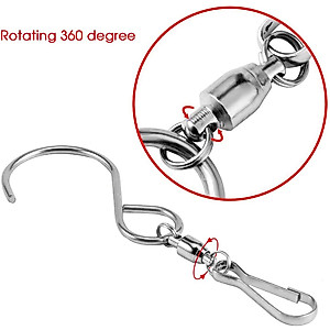 Lainin 12 Pack Stainless Steel Swivel Clip Hanging Hooks for Hanging Wind Spinners Wind Chimes Crystal Twisters Lighting Bulbs Party Supply…