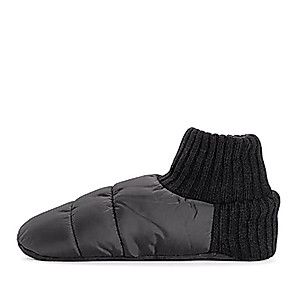 MUK LUKS Men's Quilted Slipper Booties, Ebony, 11-13