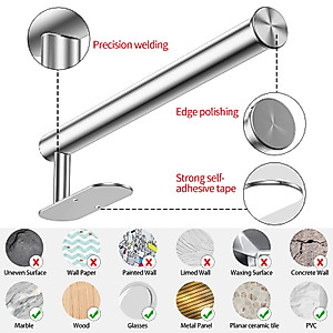 Adhesive Paper Towel Holder, No Drilling Paper Tower Rack, Stainless Steel Rust-Proof and Durable, Suitable for Kitchen, Bathroom, 11.8 inch, Gold