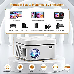 5G WiFi and Bluetooth Projector Built in DVD Player, OSQ Outdoor Movie Projector, Portable DVD Projector 1080P Support with Carry Bag, Compatible with iOS/Android/TV/HDMI/USB