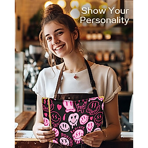 Slohif Server Book for Waitress Cute Serving Books with Zipper Pocket Accessories Leather Server Check Book Restaurant Waiter Server Booklet Ticket Book Holder Smile