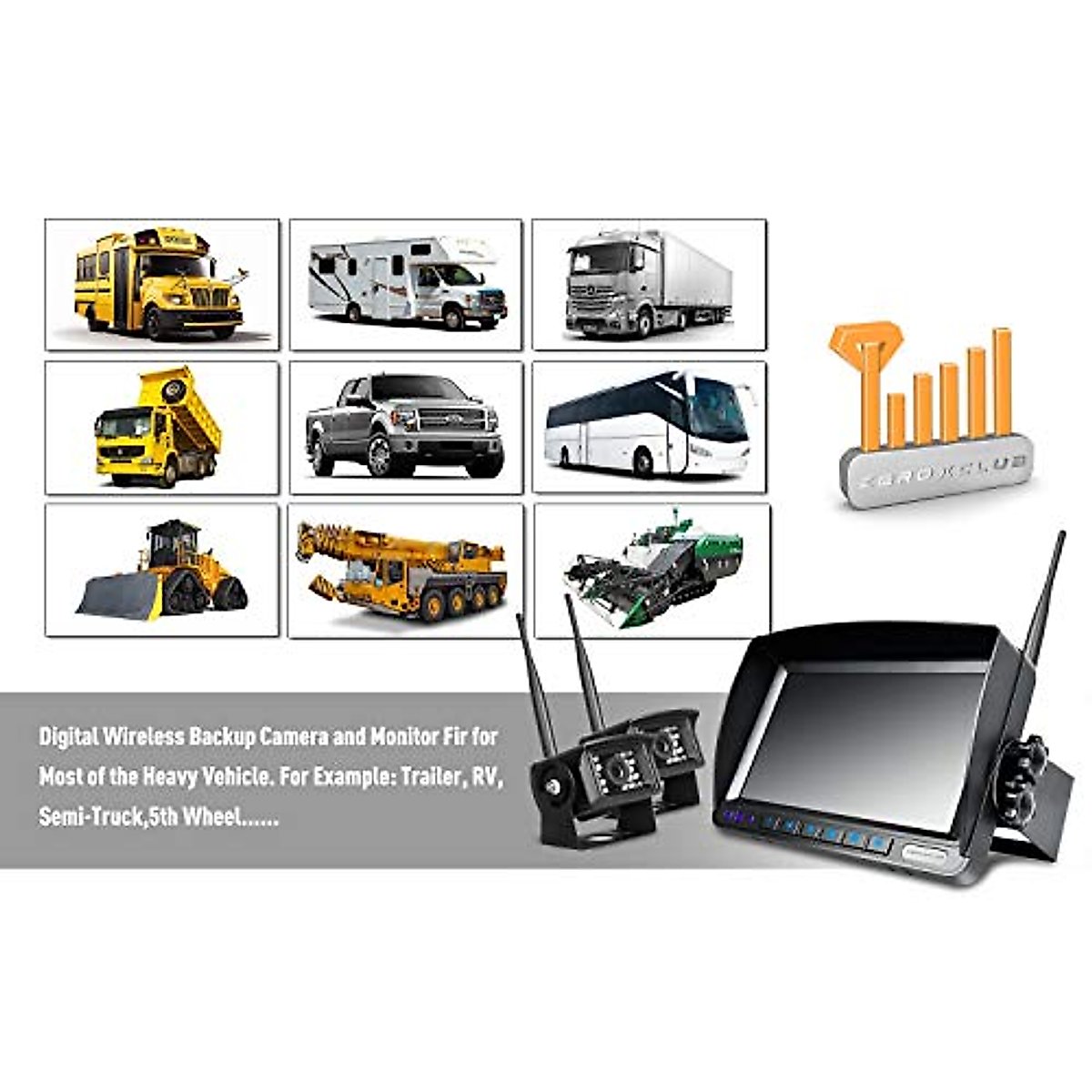 Digital Wireless Backup Camera System Kit,No Interference,IP69 Waterproof Wireless Rear View Camera 7 Inch LCD Wireless Reversing Monitor For Truck/Semi Trailer/Box Truck/RV WX02