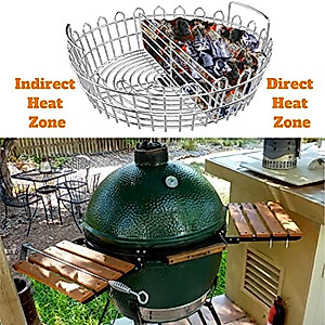 Stainless Steel Charcoal Ash Basket for XL Big Green Egg Kamado Grill, Charcoal Holder with Handles, Grilling Accessory