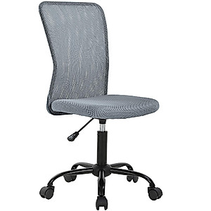 Ergonomic Office Chair Mesh Computer Chair Small Desk Chair Back Support Lumbar Support Modern Executive Adjustable Chair Mid Back Task Rolling Swivel Chair with Wheels Armless (Grey)