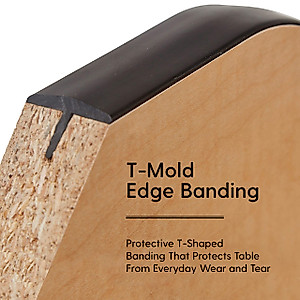 Factory Direct Partners 10087-GYGN Kidney Activity School and Office Table (48" x 72"), Standard Legs with Ball Glides, Adjustable Height 19-30" - Gray Top and Black Edge