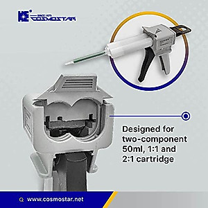 CosmoMix Mixing and Dispensing Gun, Impression Mixing Dispensing AB Gun Ratio 1:1/1:2 for 50ml Adhesive Material, Mixing Cartridge Dispenser Gun, Epoxy Adhesive cartridges Gun (1:1/2:1-1 Pcs)