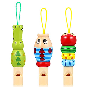Kisangel 3pcs/Set Animal Wooden Whistles for Baby Kids Music Instrument Developmental Educational Toys for Kids Party Noisemakers Whistles Kids Birthday Goody Bag Fillers(Random Style)