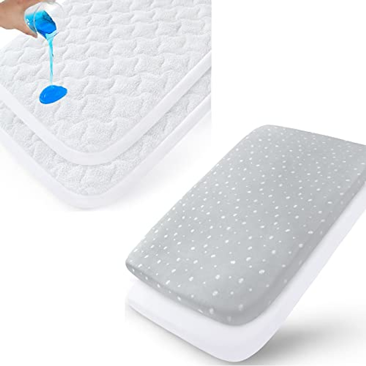 Waterproof Bassinet Mattress Pad Covers and Bassinet Sheets-Fit for Graco Travel Lite Crib, Guava Lotus Bassinet