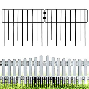 Samamixx Animal Barrier Fence, 10 Pack No Dig Fencing 10.83ft(L) × 12in(H) Garden Fence Border for Dog Rabbit Pet, Decorative Metal Small Fence Panels for Outdoor Yard Patio Landscape, T Shape