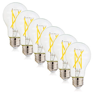 Maxxima Clear A19 LED Filament Light Bulb - 800 Lumens, Dimmable Edison Style, 60 Watt Equivalent, 8.5 Watt LED, 2700K Soft White, Vintage Style Bulb, Ideal for Home, Restaurant, Bar - 6 Pack