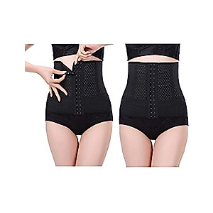 Youloveit Women's Waist Trainer Corset for Everyday Wear Steel Boned Tummy Control Body Shaper with Adjustable Hooks(Black,XL)